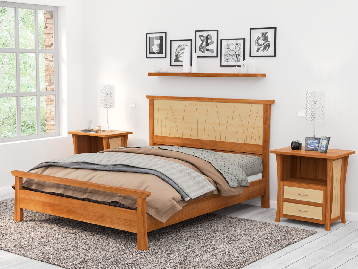 "Prairie" Bed Frame With Quilt Rail - Cherry - Nathan Hunter Design
