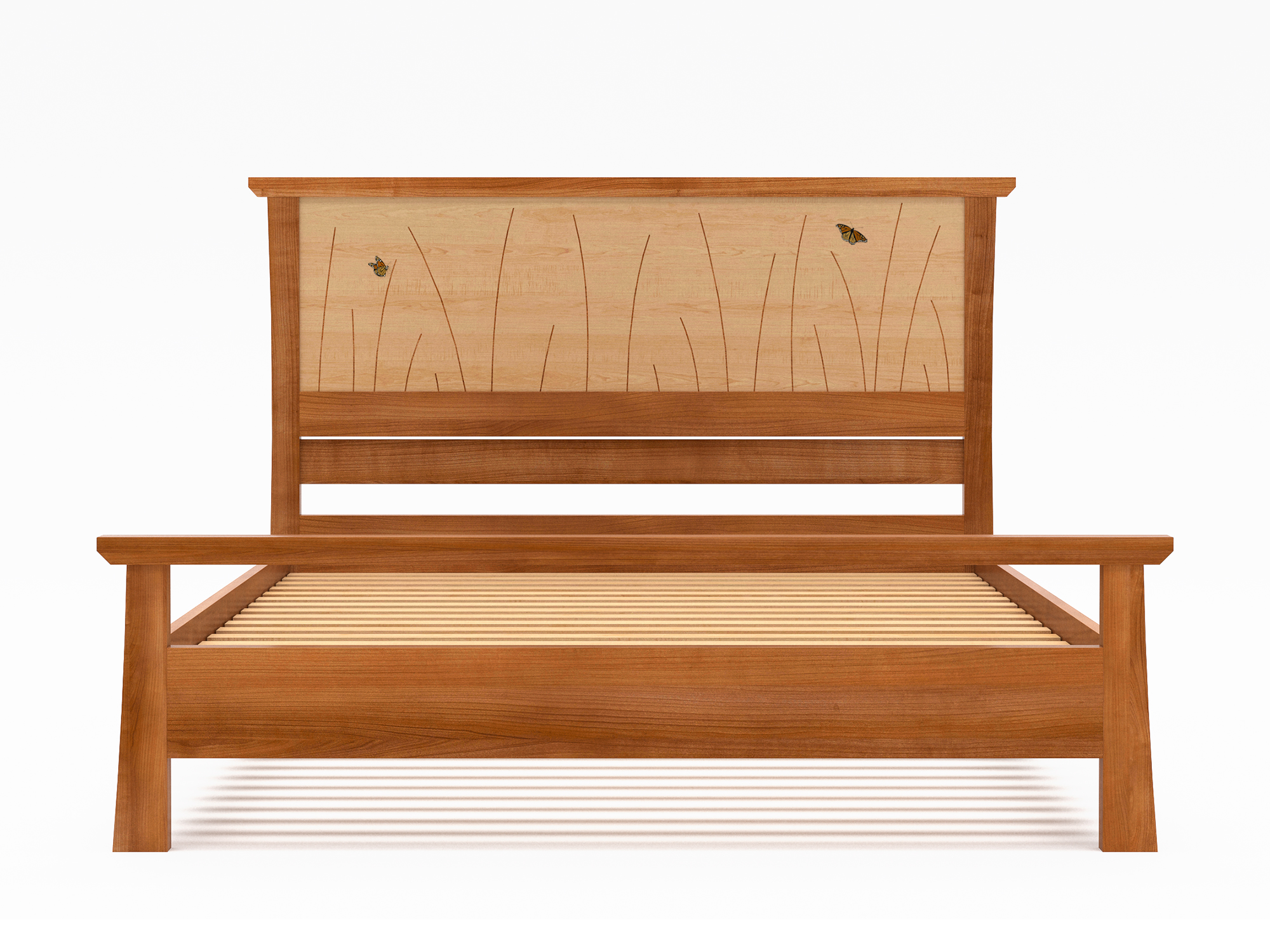 "Butterfly" Bed Frame With Quilt Rail - Nathan Hunter Design